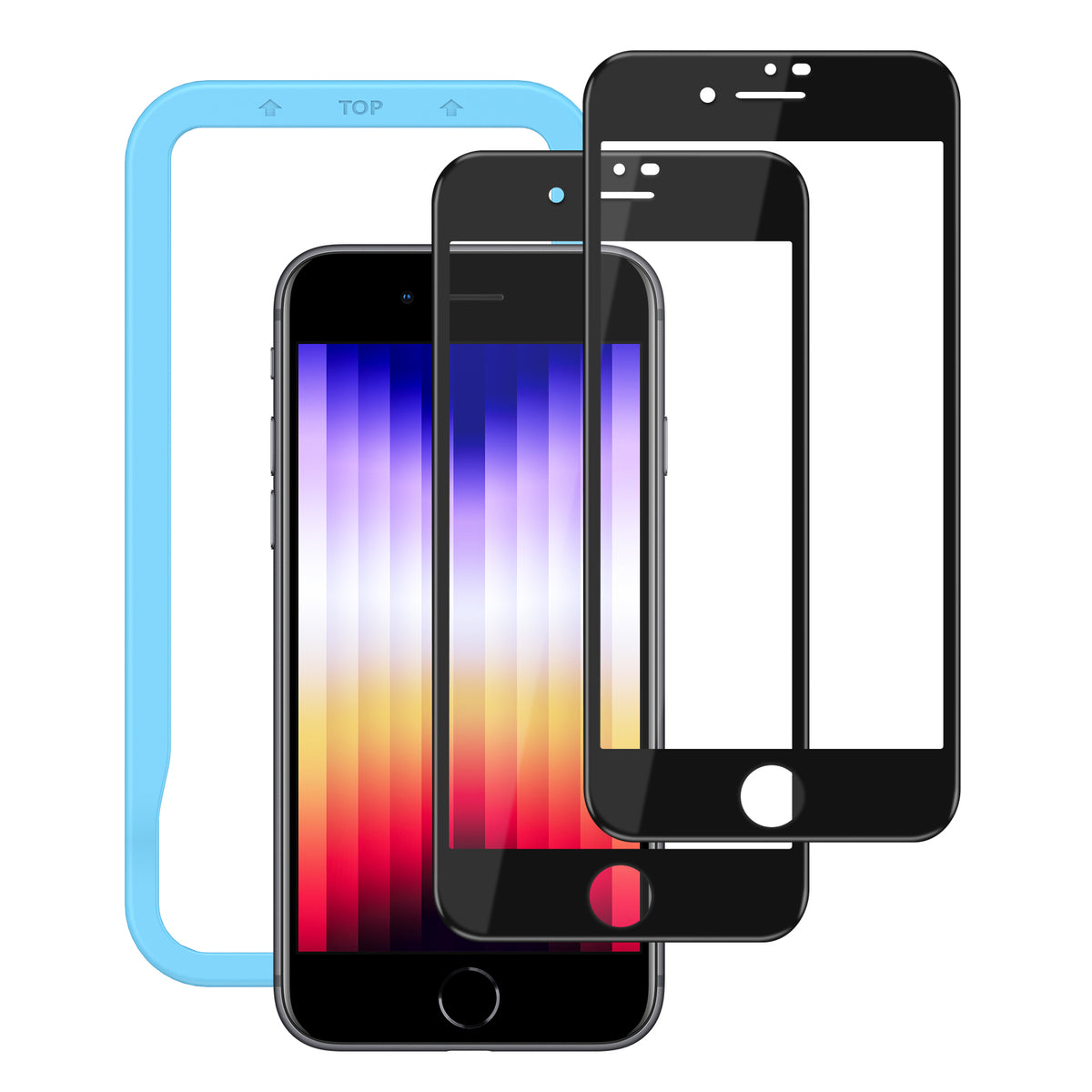 NIMASO Glass Film for iPhone SE2/SE3/7/8 with Guide Frame, Set of 2